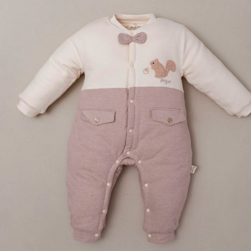 Enterizo acolchado para bebé | Rosa o gris pálido | 9 a 24 Meses
