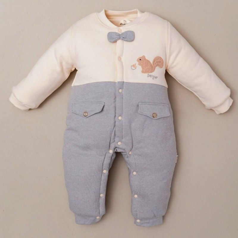 Enterizo acolchado para bebé | Rosa o gris pálido | 9 a 24 Meses