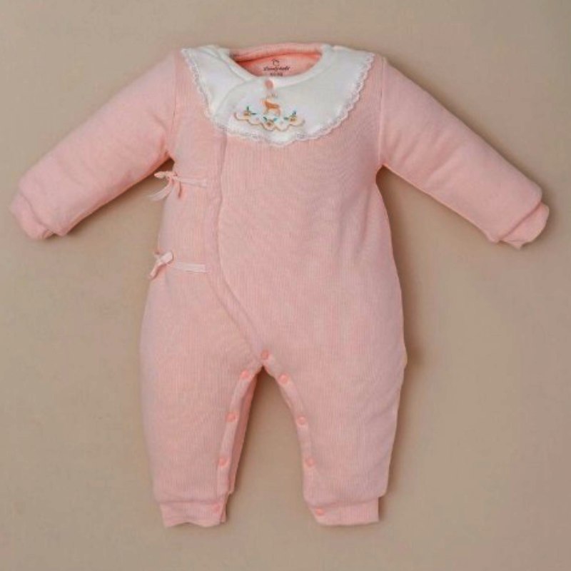 Enterizo acolchado para bebé recién nacido rosa | 0 a 6 meses