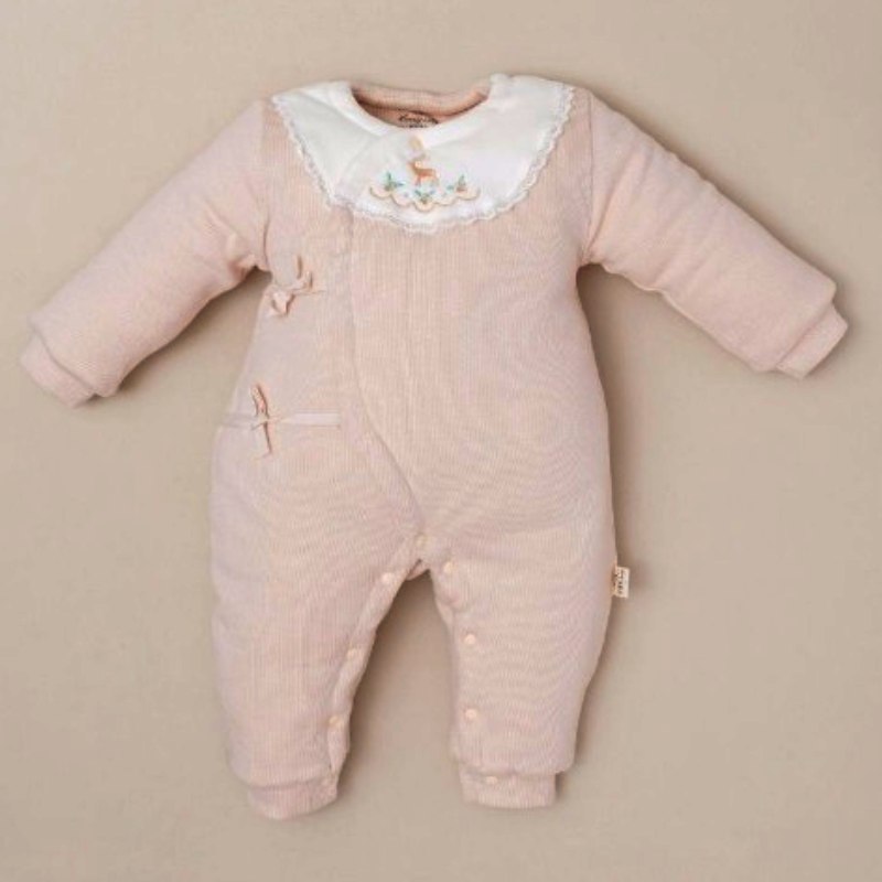 Enterizo acolchado para bebé recién nacido rosa | 0 a 6 meses